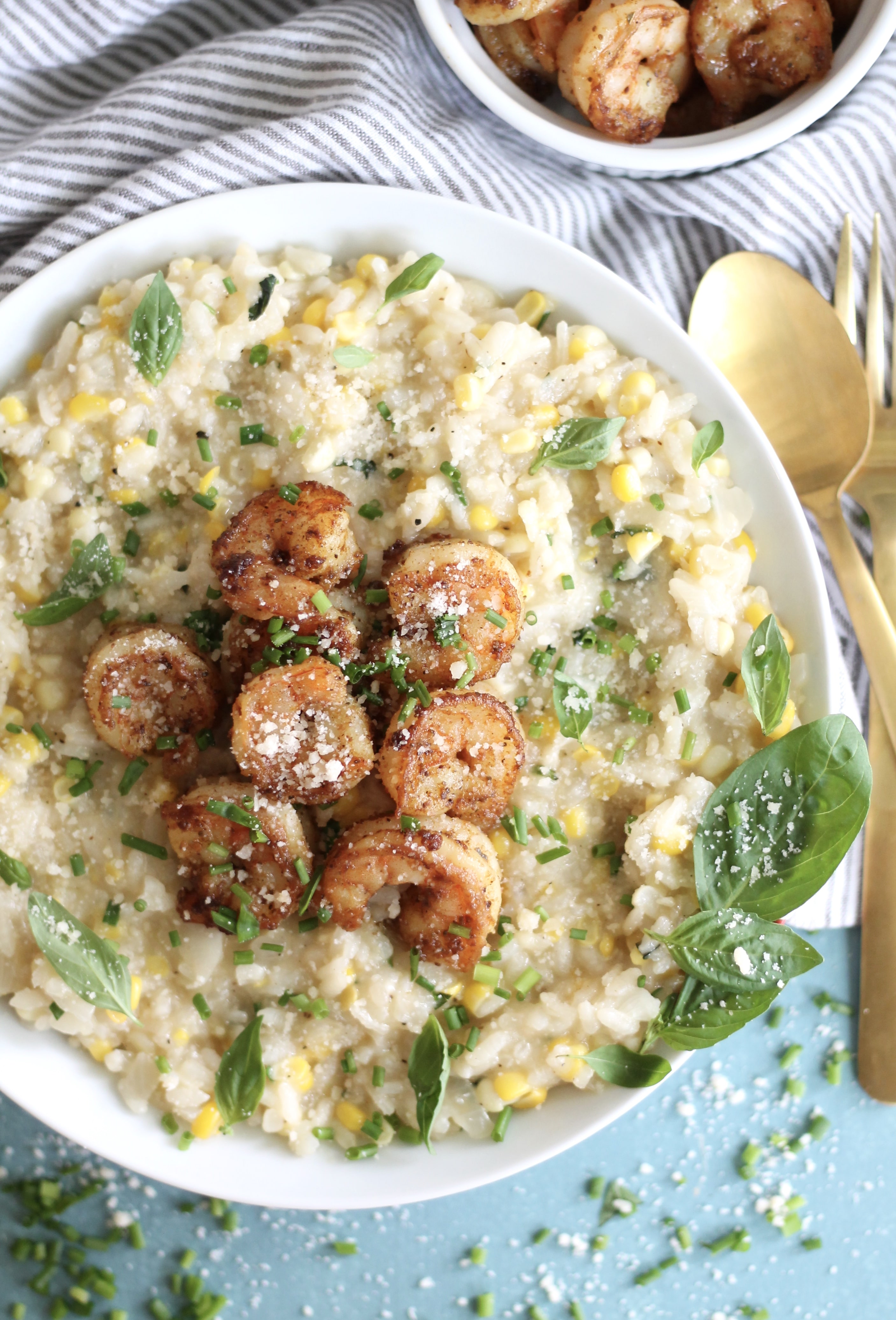Sweet Corn Risotto with Old Bay Shrimp