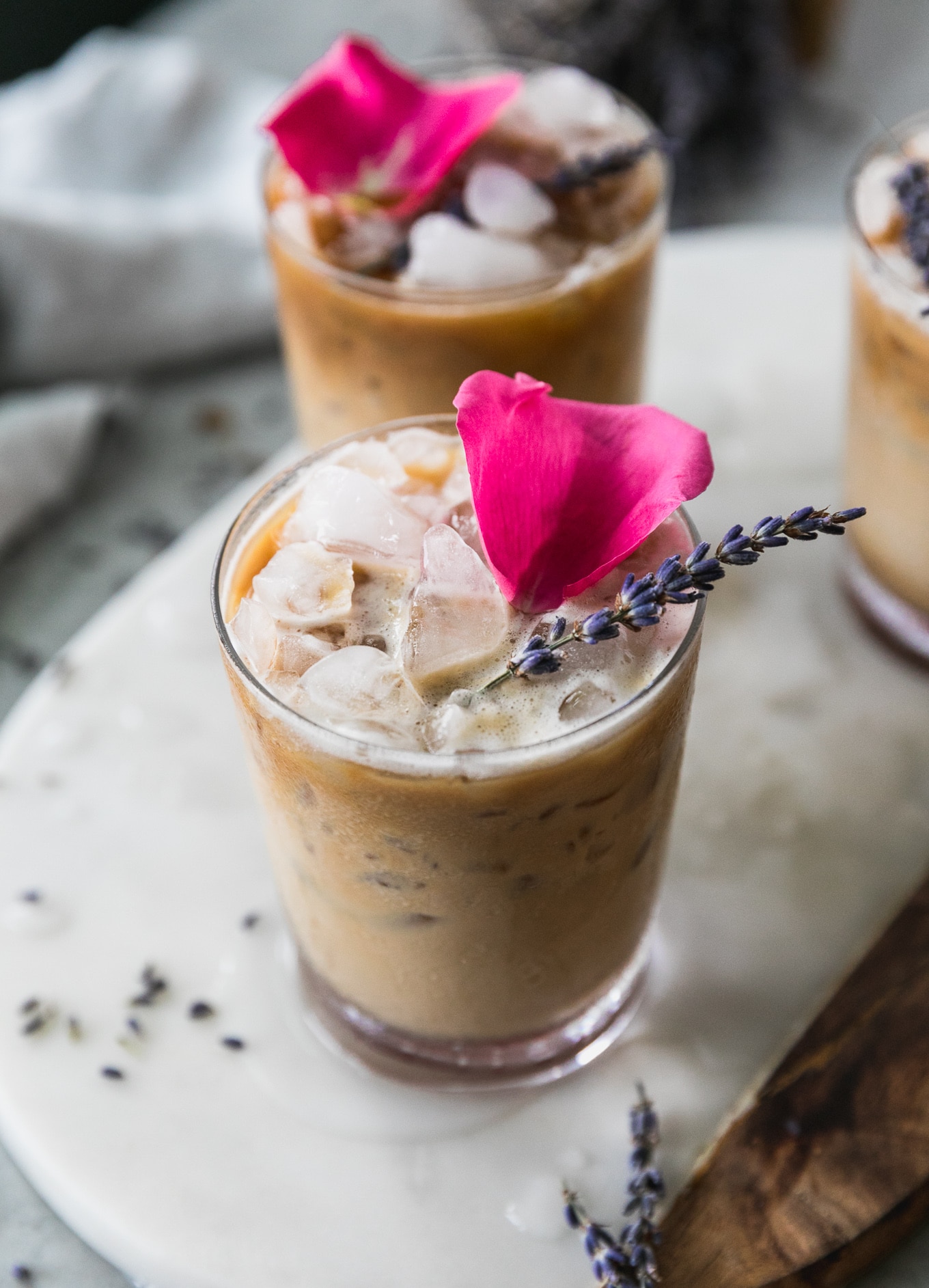 Rose Lavender Honey Iced Lattes